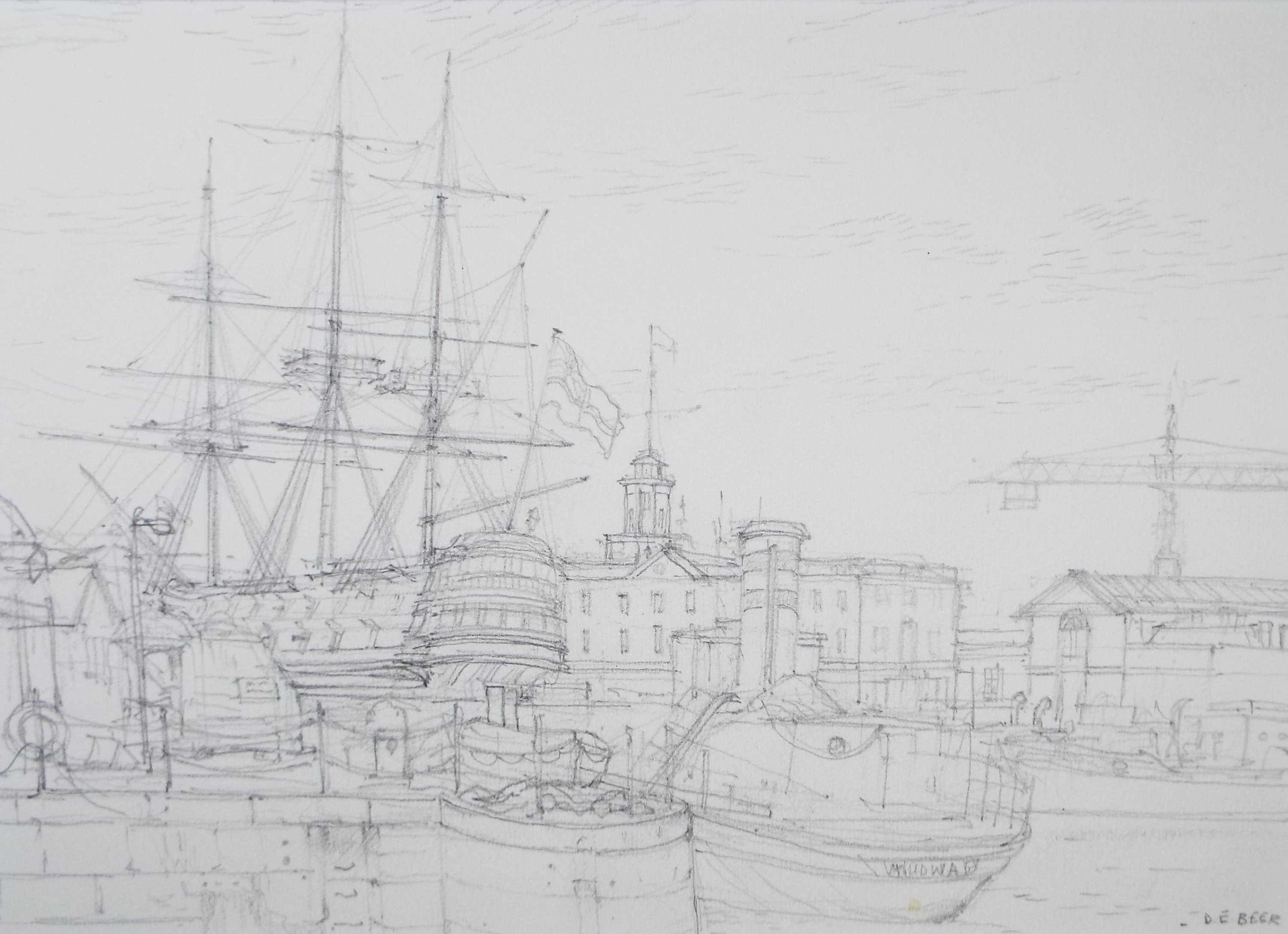 Original Pencil Drawing 'HMS Victory in Portsmouth' - Etsy