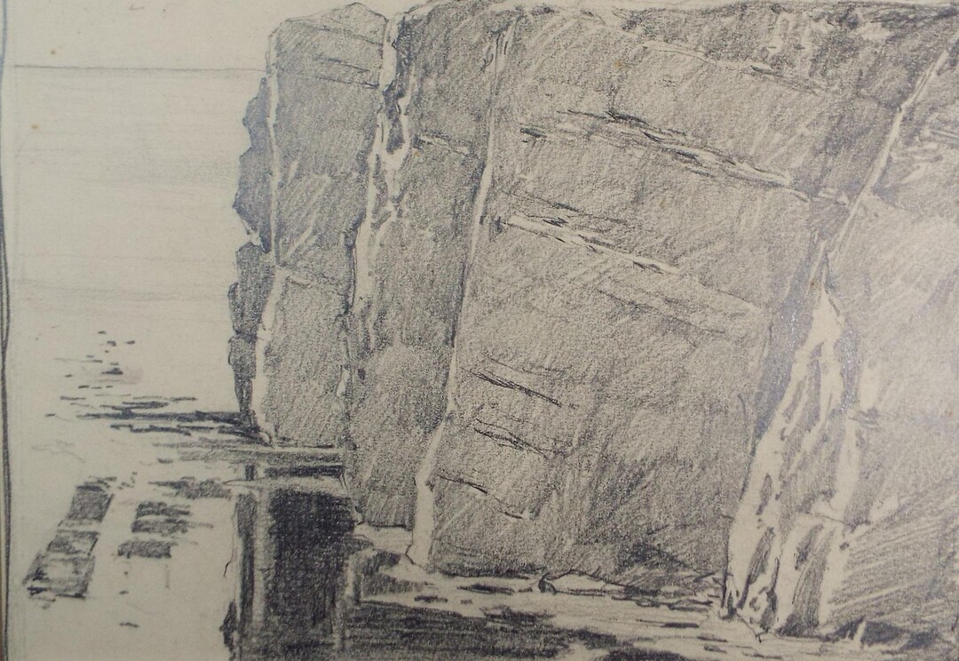 Original Pencil Drawing, 'helgoland', Dated 1904, Hans Von Heider (1867 ...