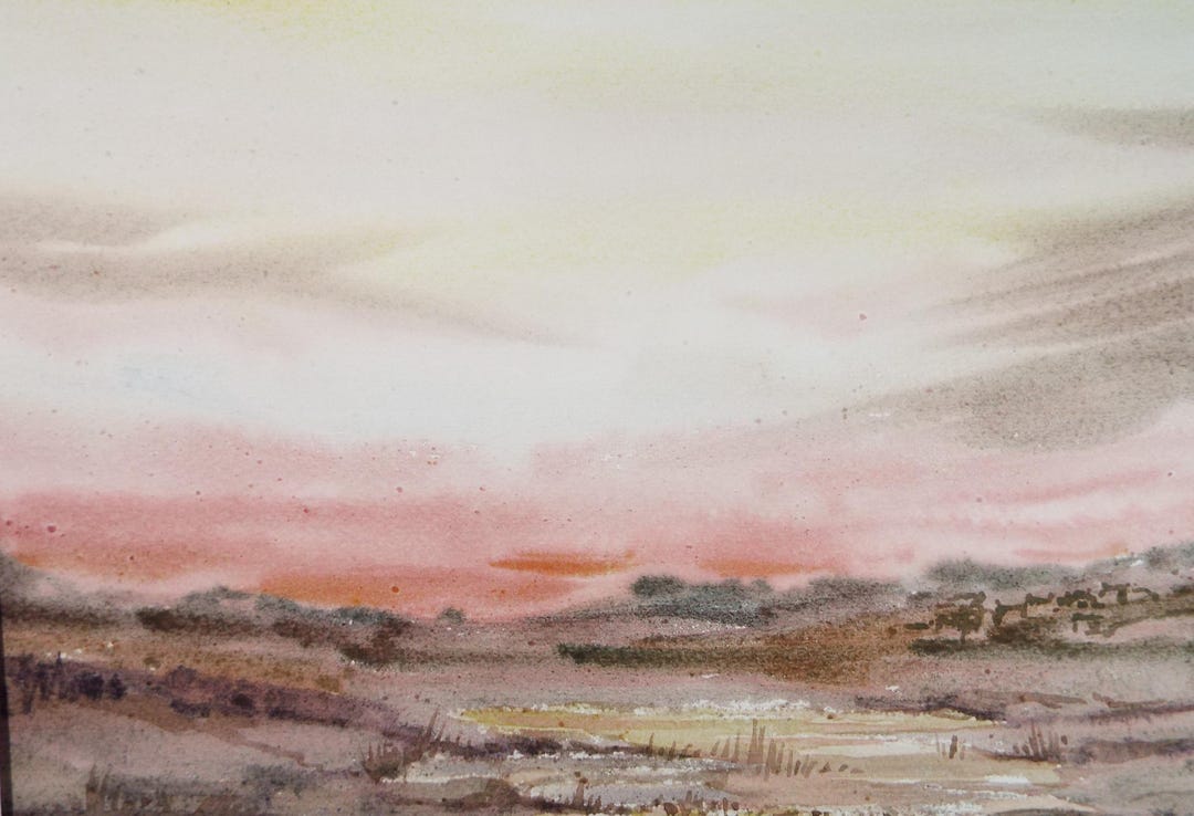 Original Watercolour, 'moorland Sunset', Gwen Rayner, C1970's - Etsy