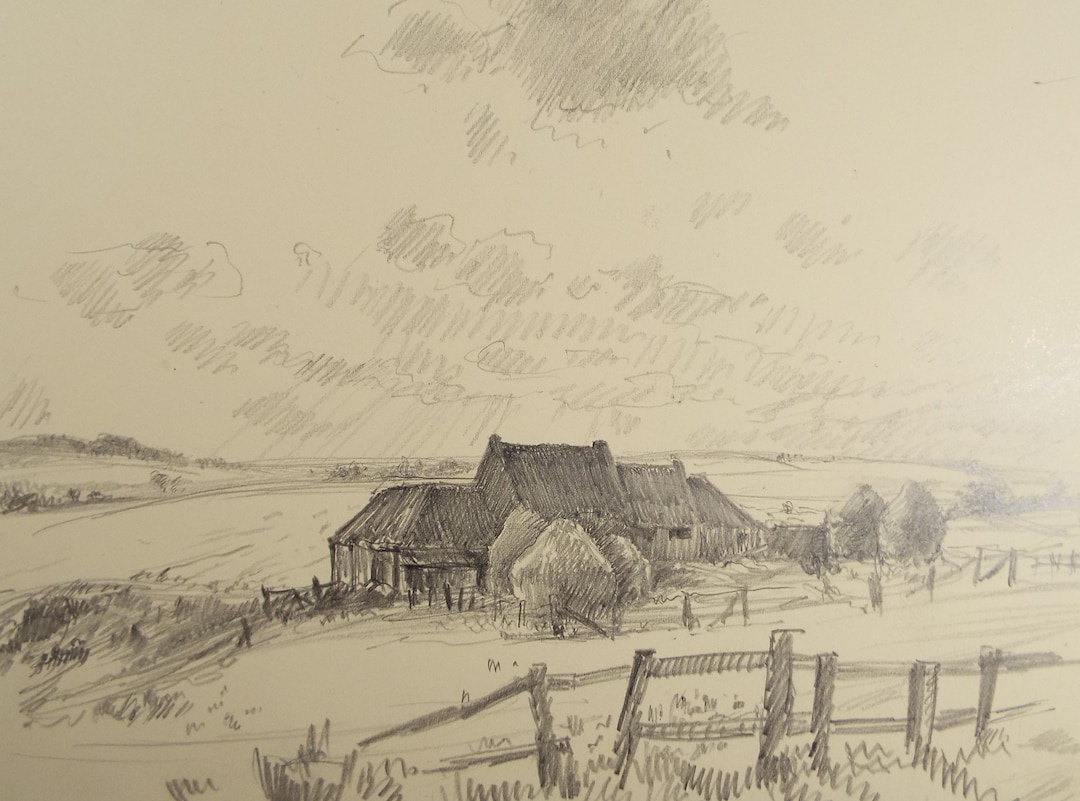 Original Pencil Drawing, 'coldinham Moor', Circa 1920's, Nan C ...
