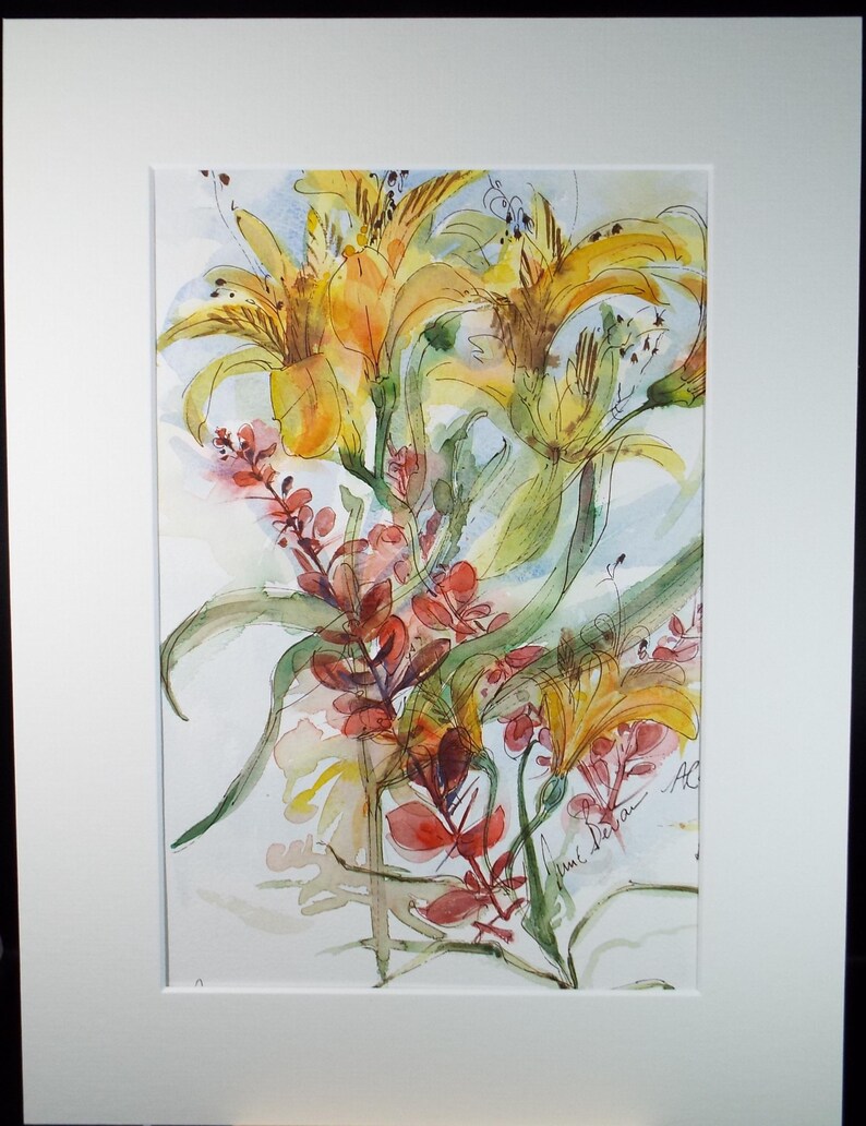 Original Watercolour,'lily Study', June Bevan, Circa 1990's - Etsy