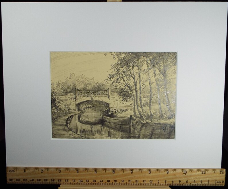 Original Pencil Drawing 'bridge Over the Canal' - Etsy