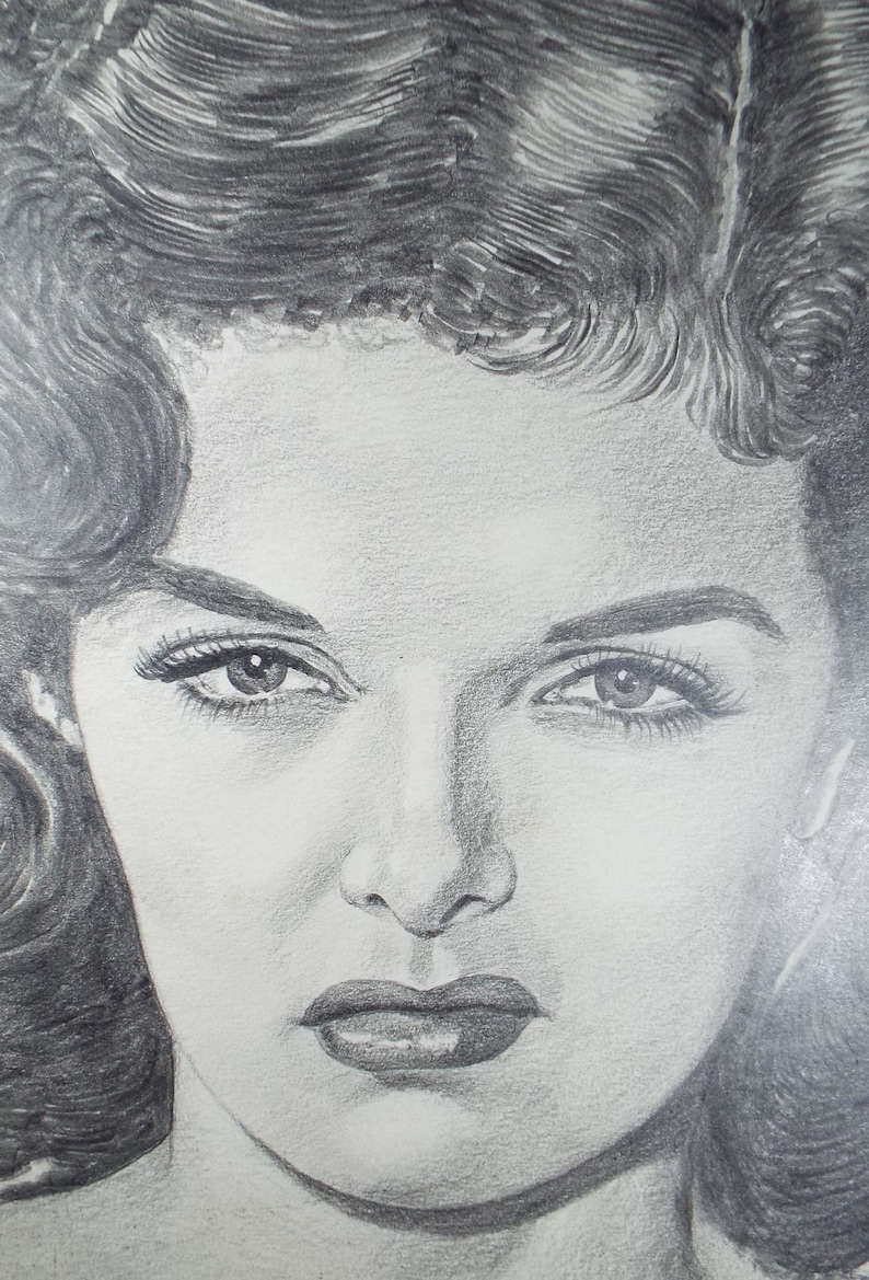 Original Pencil Drawing 'jane Russell' Albert - Etsy
