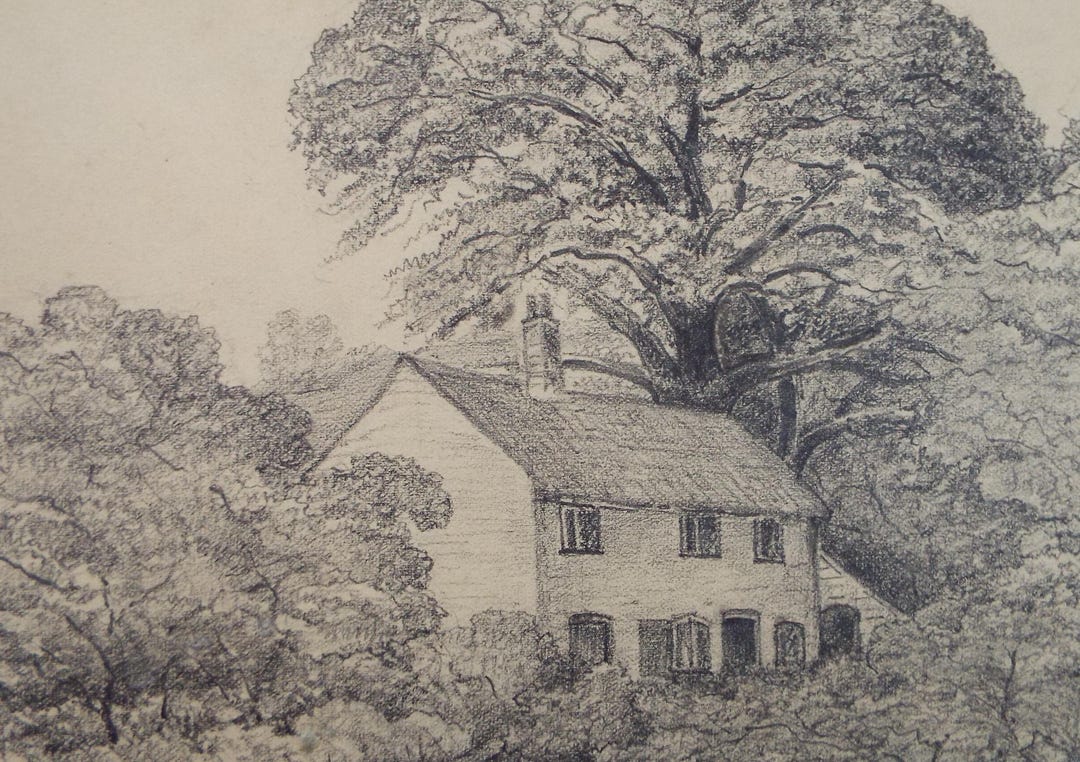 Original Pencil Drawing, 'country Cottage, Eaton Fields' , Dated 1876 ...