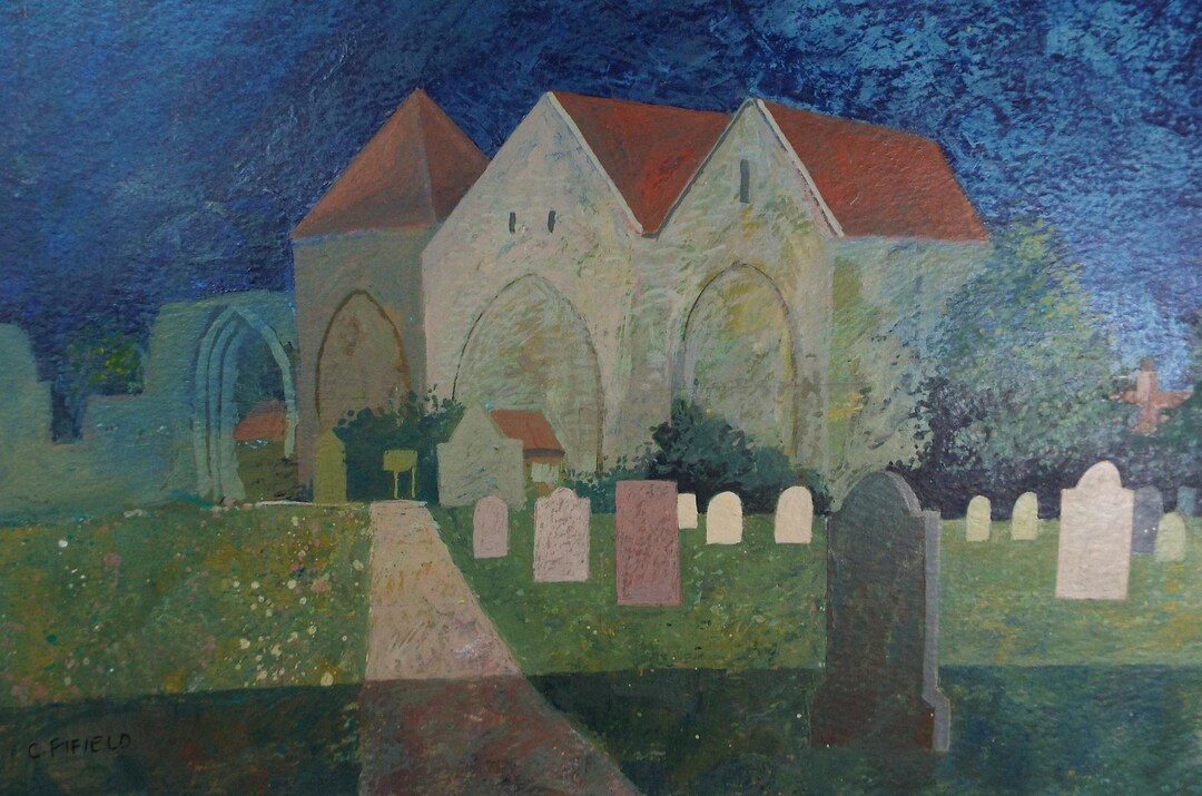Original Gouache & Acrylic, 'village Church', Colin Fifield (1940-2022 ...