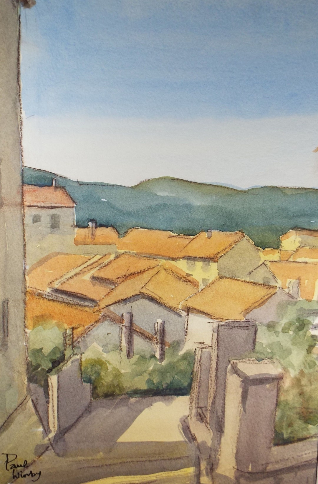Original Watercolour on Paper, 'village Roofs', Paul Winby, Circa 1990 ...