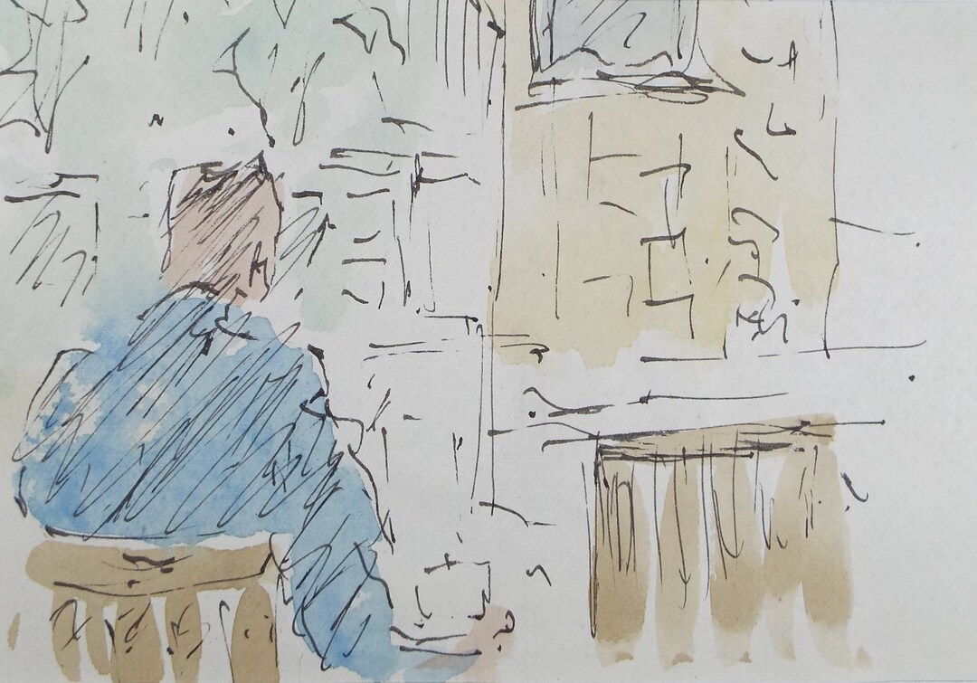 Original Watercolour Drawing, 'figure in a Chair', Hugh Mckenzie (1909 ...
