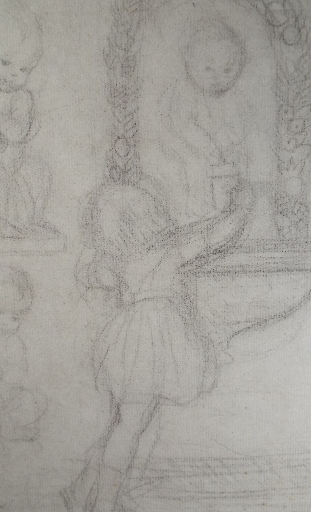 Original Conte Sketch, 'child at a Water Fountain', Susan Beatrice ...