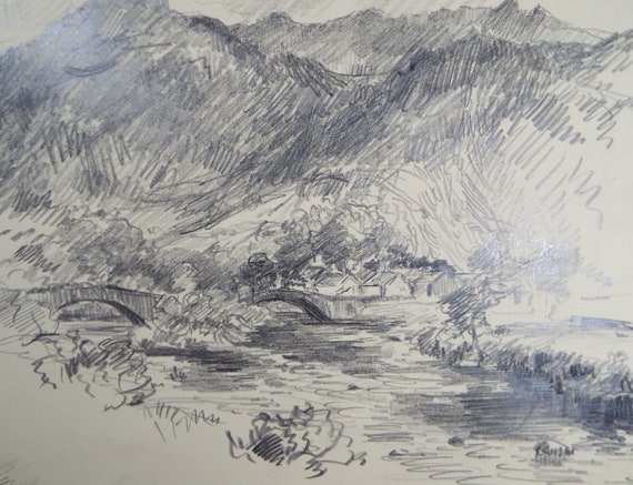 Valley Pencil Drawing Ashmolean − The Elements Of Drawing, John