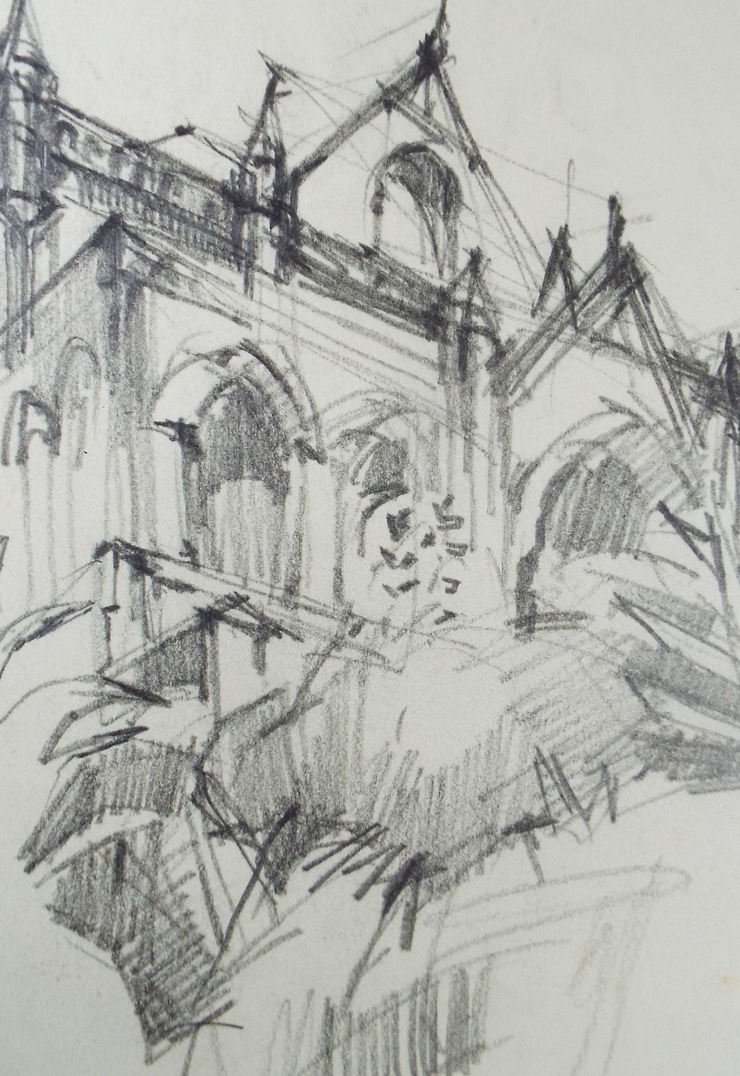 Original Pencil Drawing, 'abbey Study' Circa 1980's, Douglas Pittuck ...