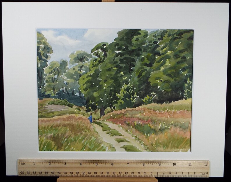 Original Watercolour, 'figures Along a Lane', George Godfrey, Dated ...