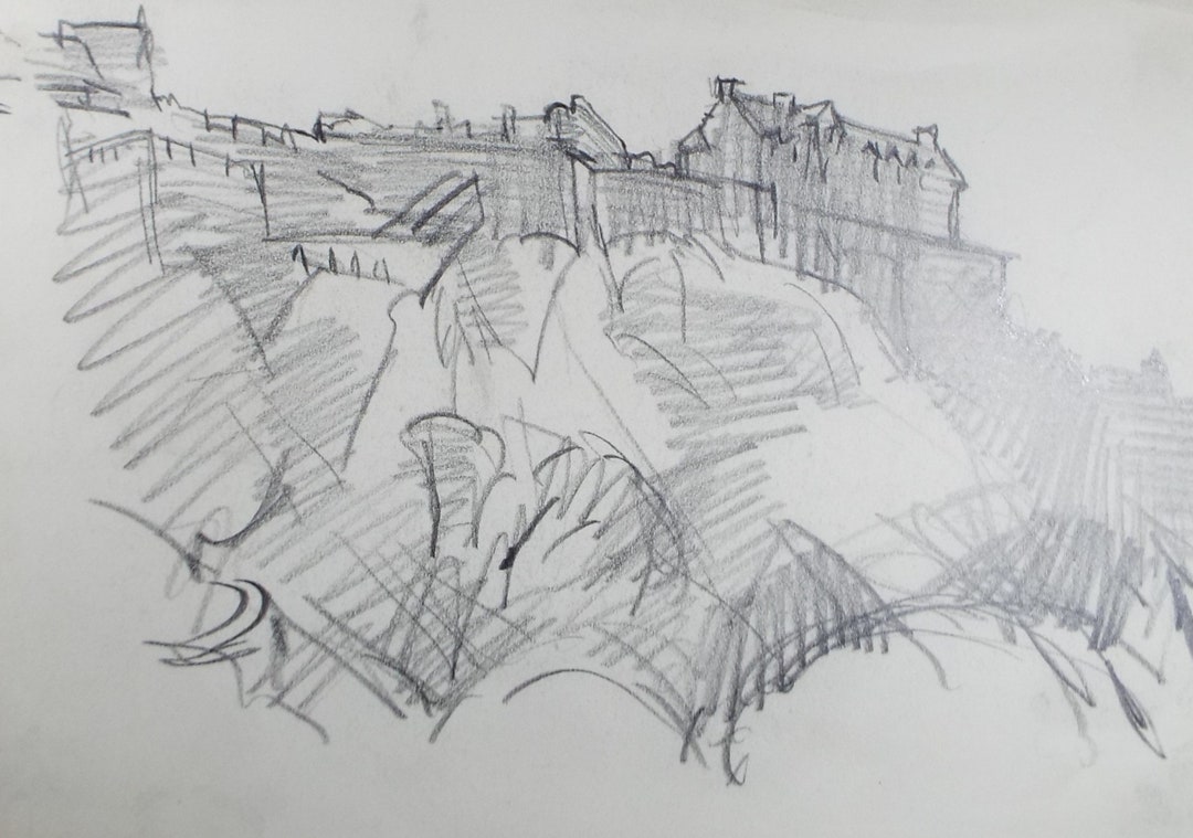 Original Pencil Drawing 'edinburgh Castle' Circa - Etsy