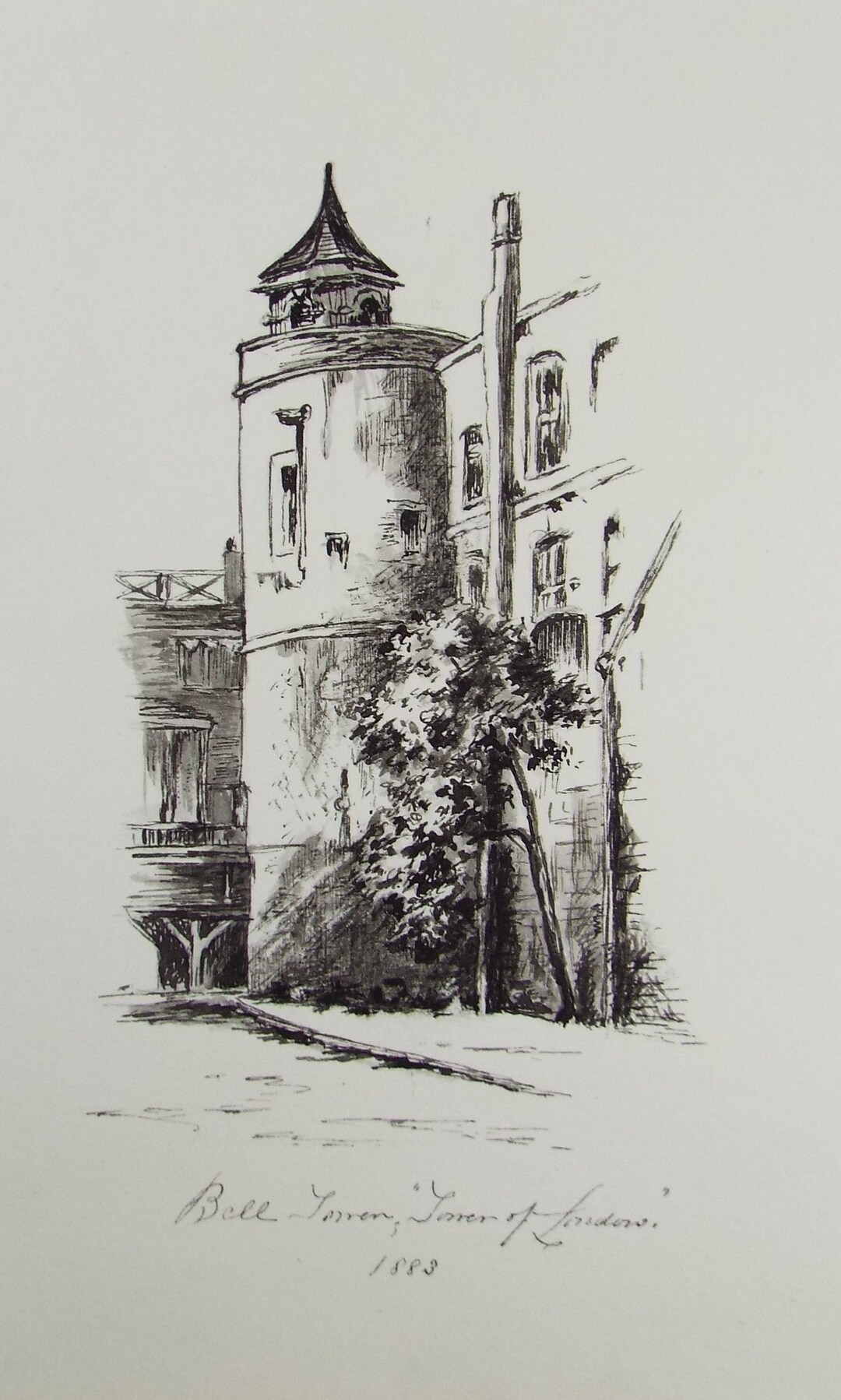 Original Watercolour, 'bell Tower- Tower of London', Dated 1883, Artist ...