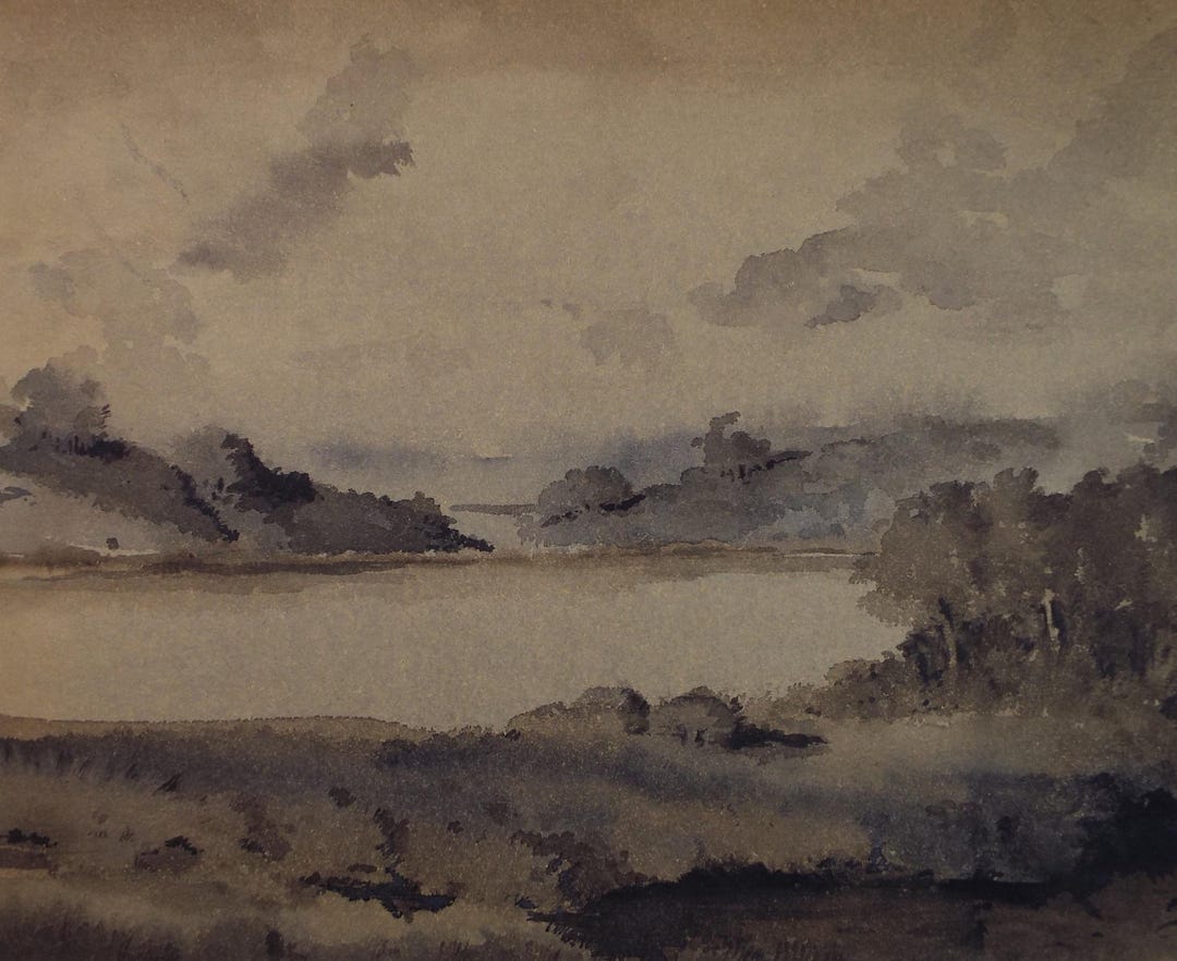 Original Sepia Watercolour, 'the Mere', Artist Unknown, Circa 1950's - Etsy