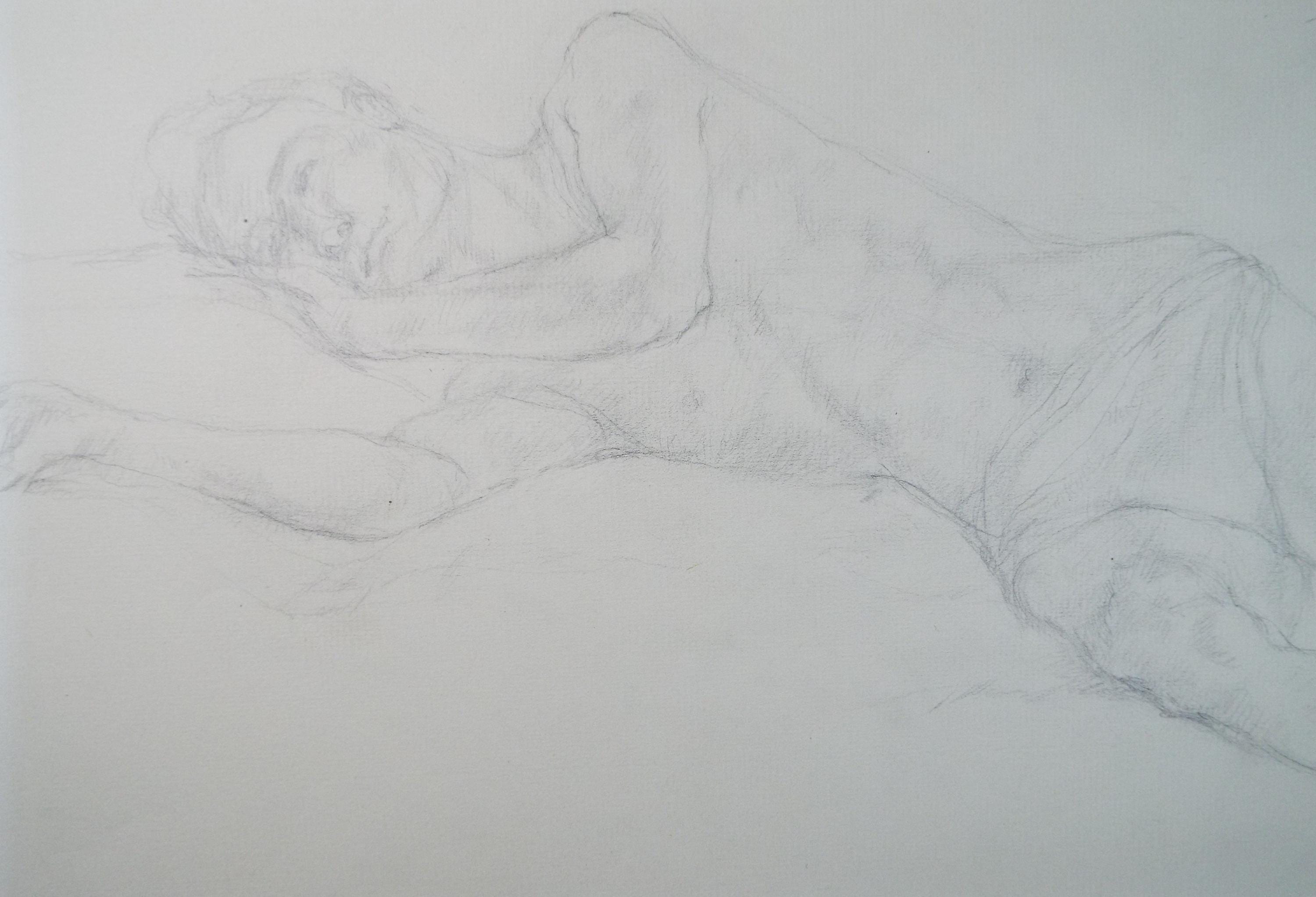 Pencil Drawing 'recumbent Male Figure', C1950s, C.D. Finley - Etsy