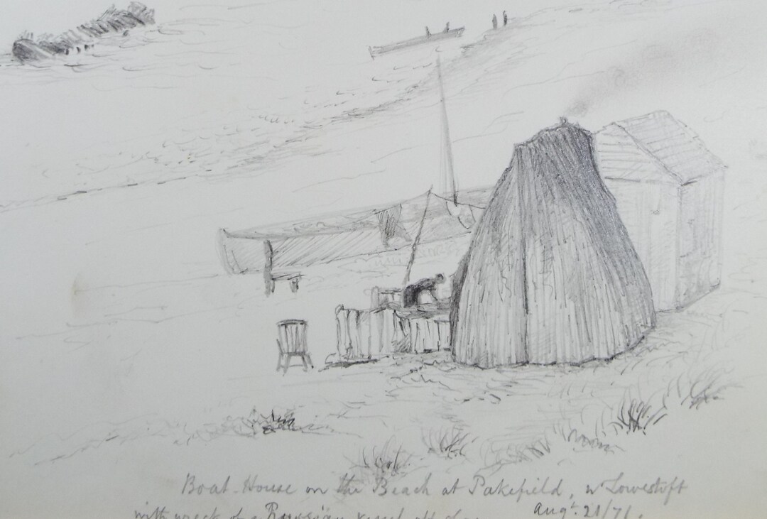 Original Pencil Drawing 'boat House, Parkfield, Dated 1871, William ...