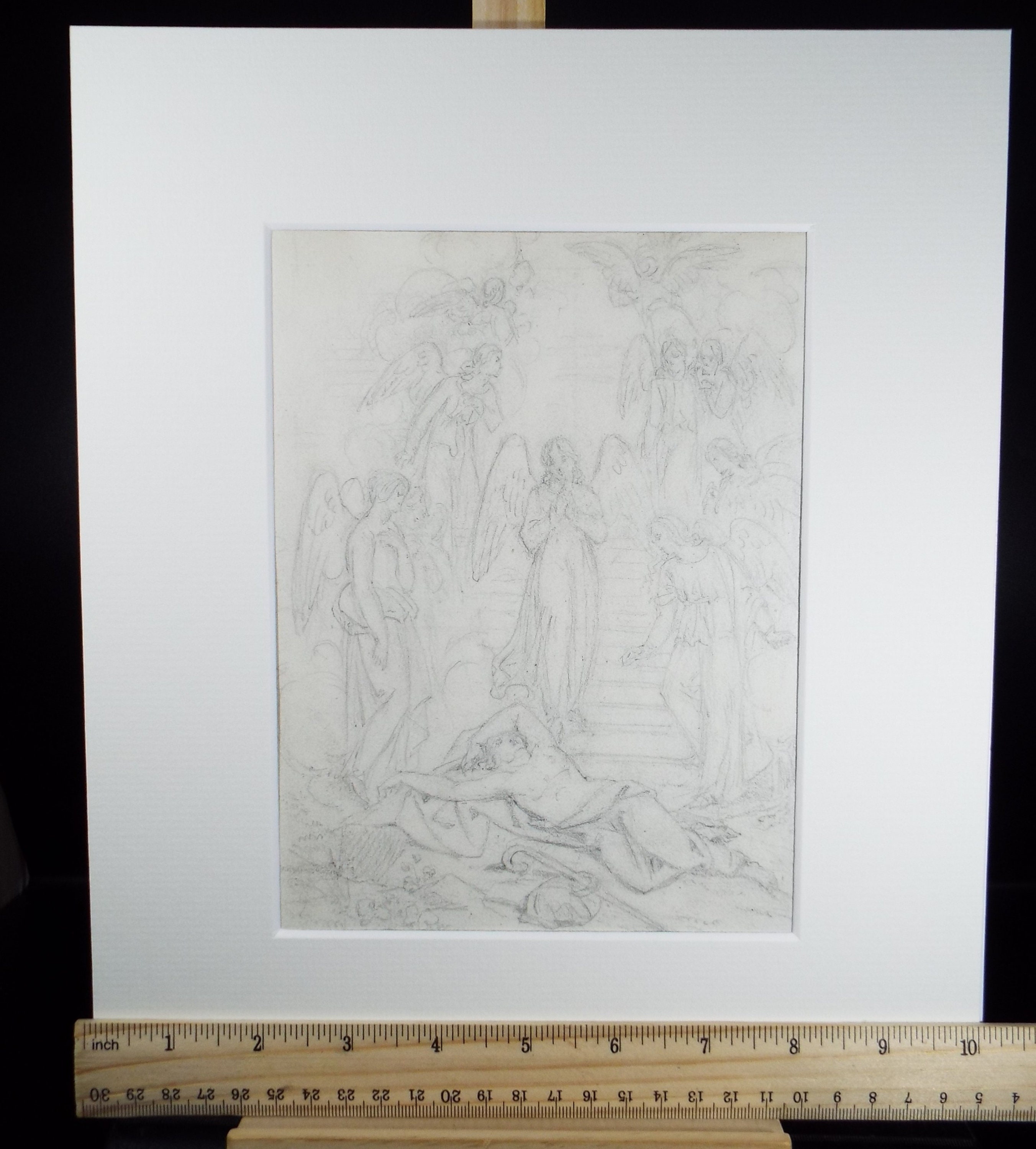 Original Pencil Drawing 'fallen Figure With Angels' - Etsy