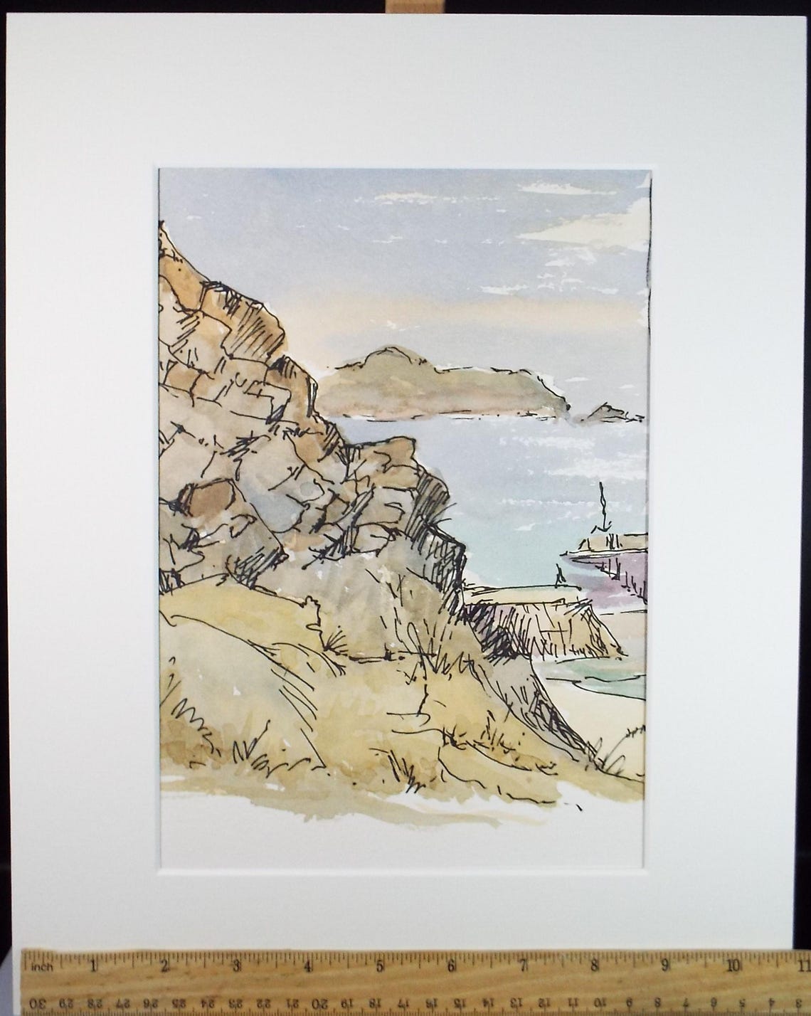 Original Watercolour, 'rocky Coast', Gwen Rayner, C1970's - Etsy UK