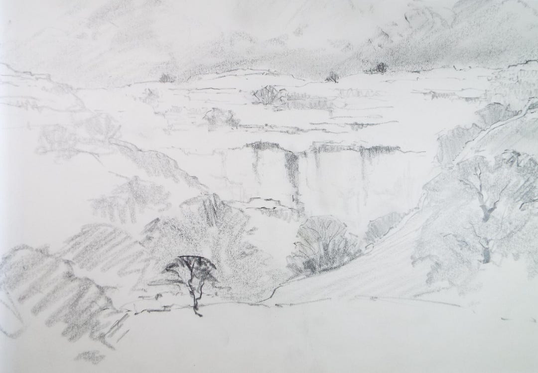Original Pencil Drawing, 'mallam Cove', Tom Sykes, Circa 1980's - Etsy