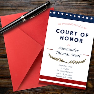 Customizable and Printable Horizontal Pro Court of Honor Invitation for ...