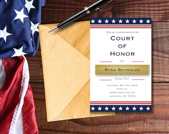Customizable and Printable Horizontal Pro Court of Honor Invitation for ...