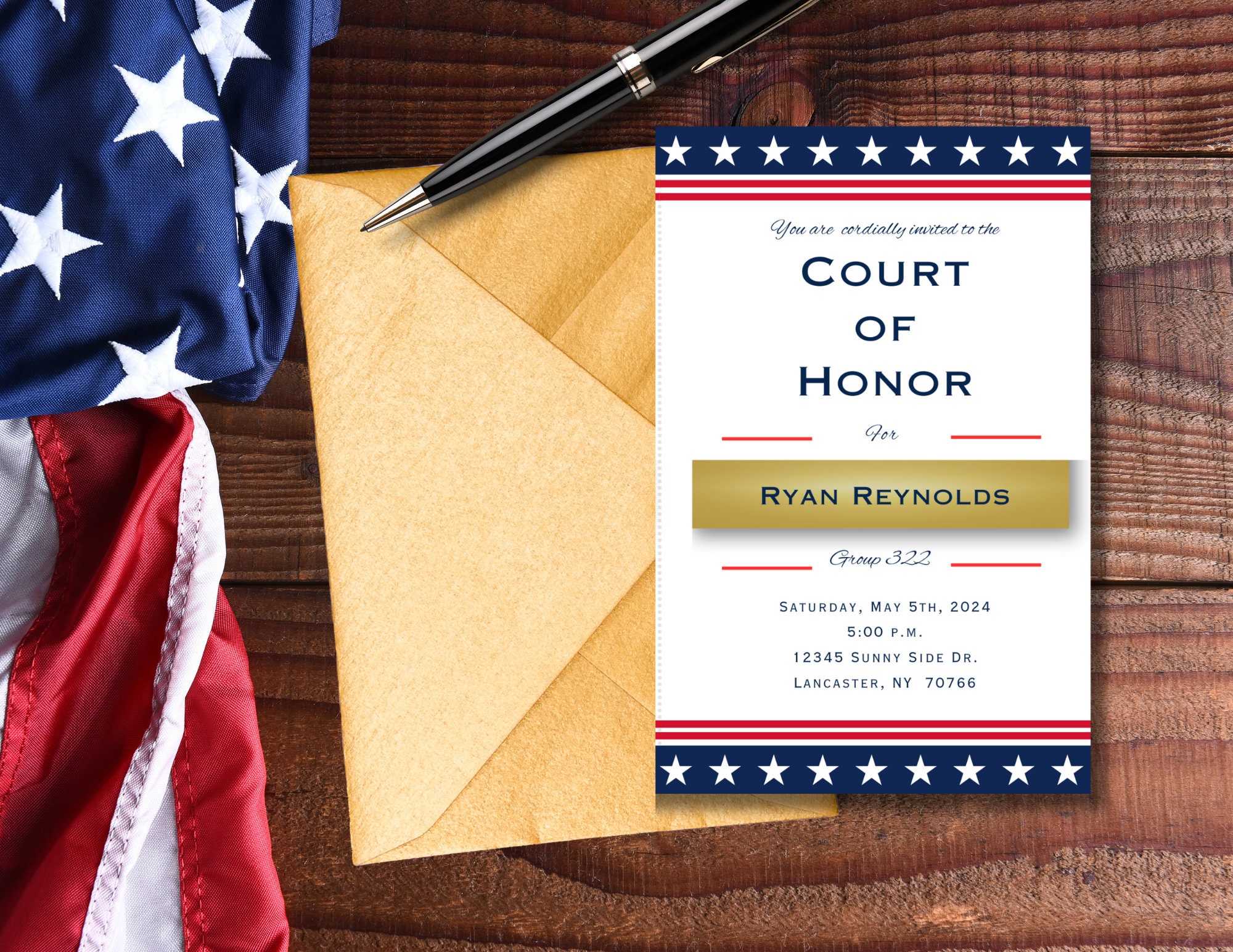 Customizable and Printable Gold Plate Court of Honor "individual ...