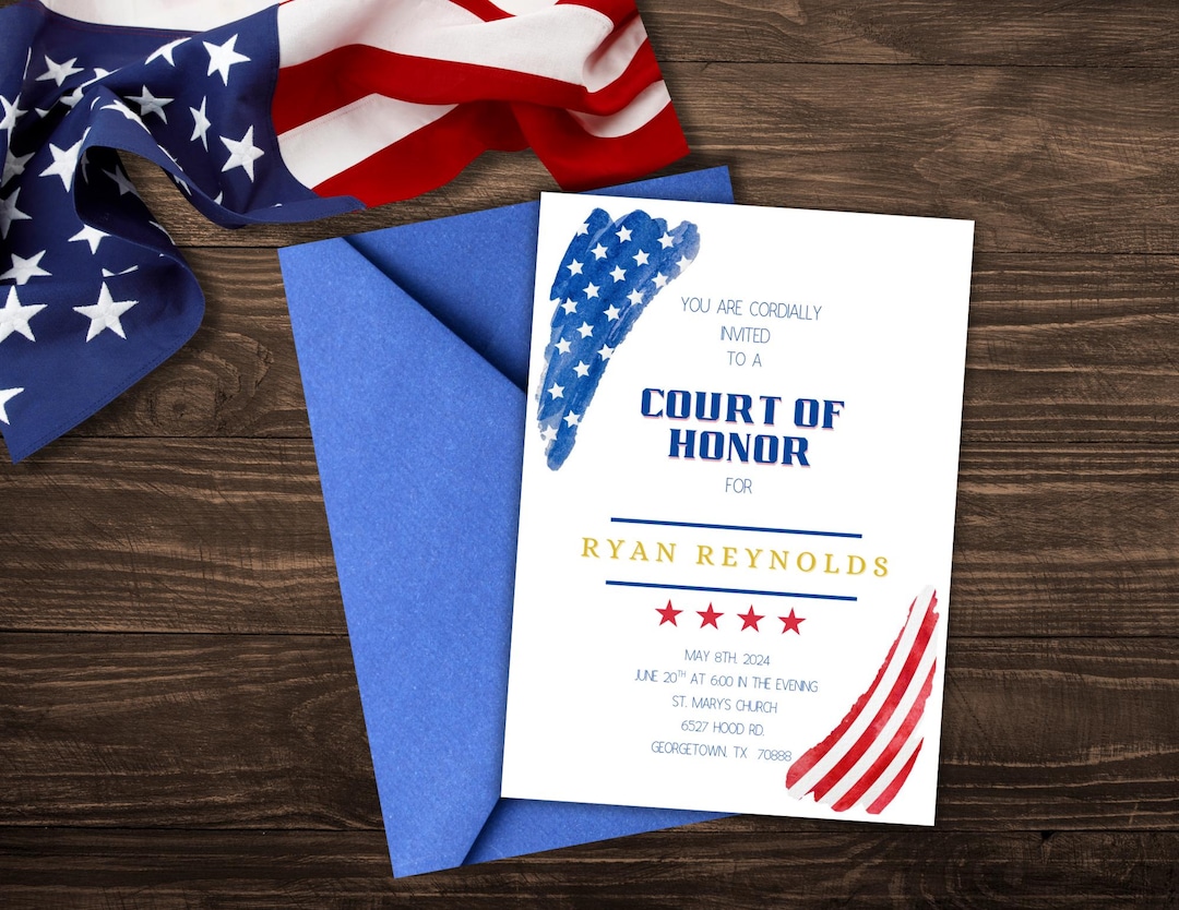 Customizable and Printable Water Color Court of Honor Invitation for ...