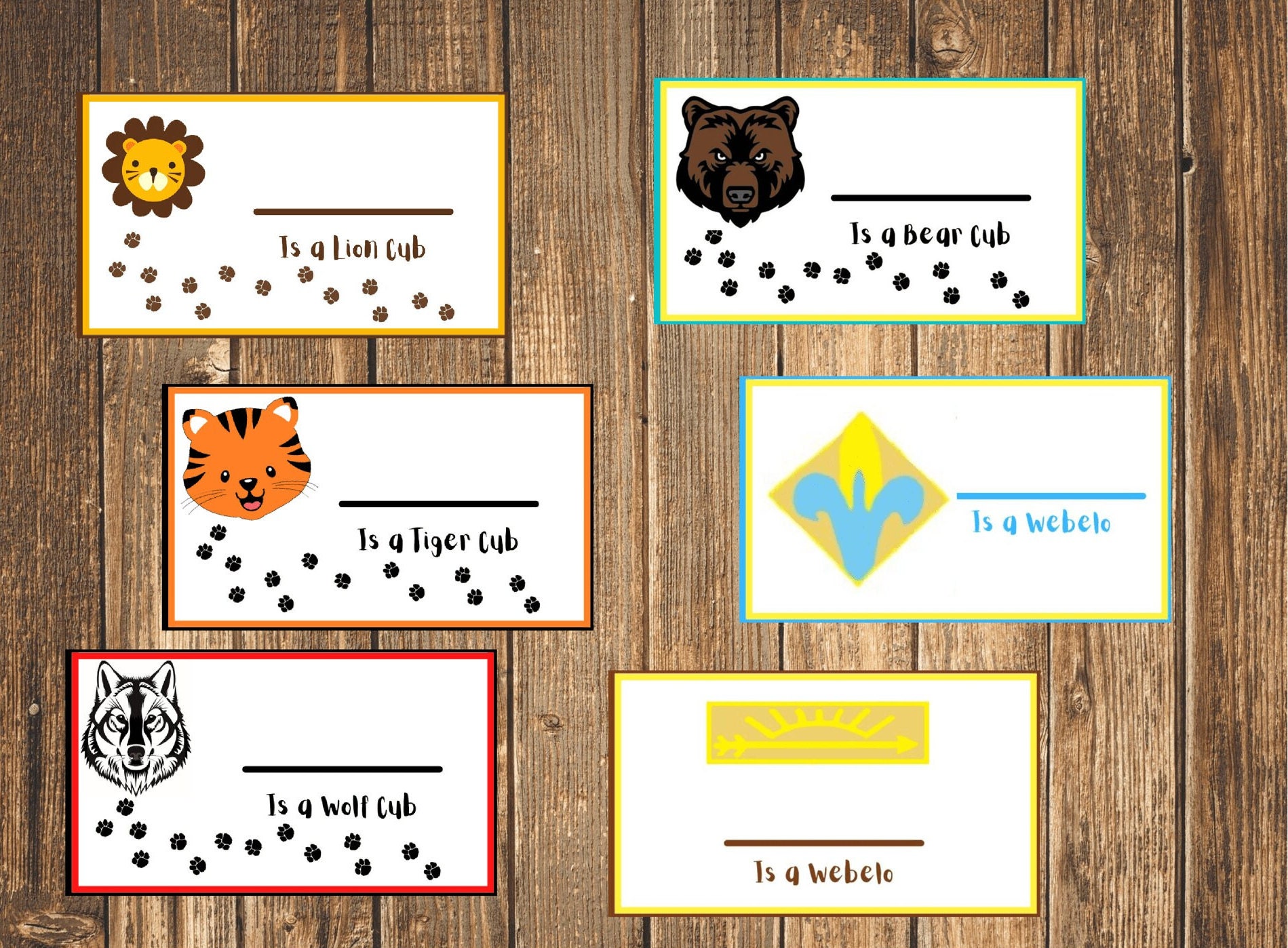 Printable Digital Download Cub Name Tags/identity Cards - Etsy