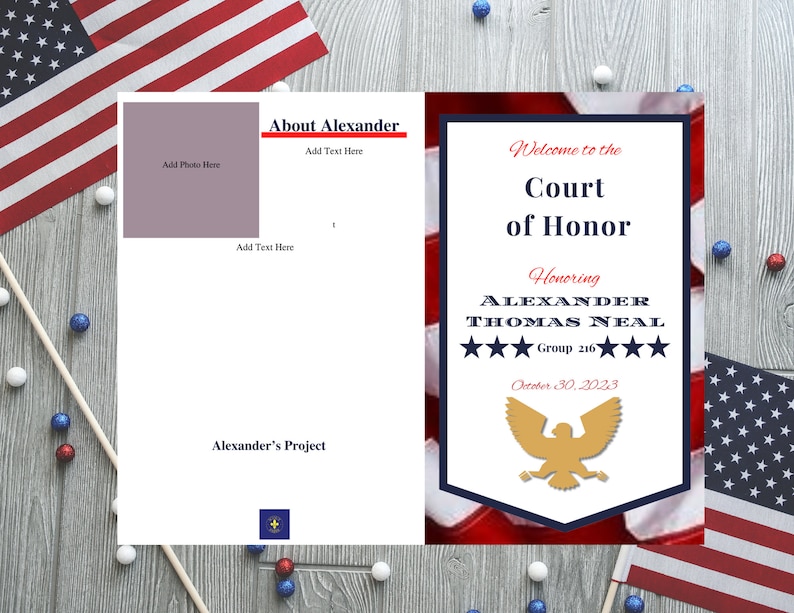 Customizable and Printable Flag Court of Honor "individual" Program - Etsy
