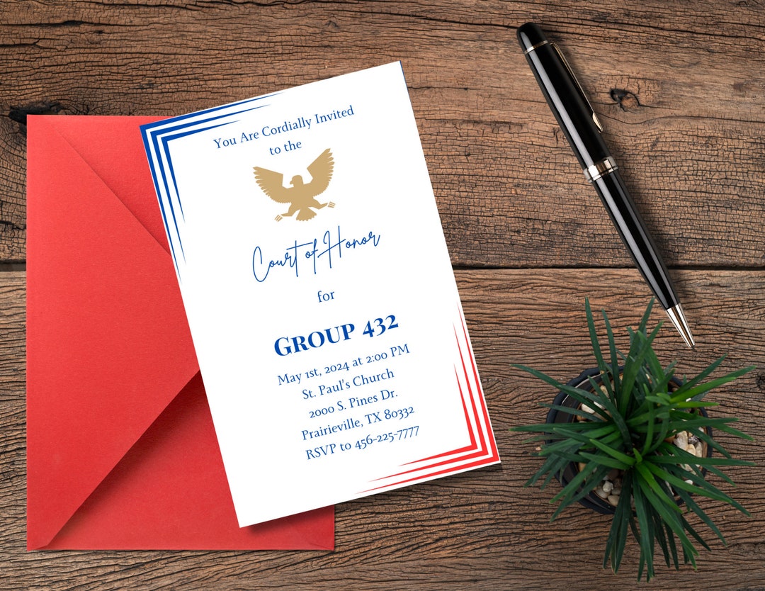 Customizable and Printable Court of Honor Invitation for Group or ...