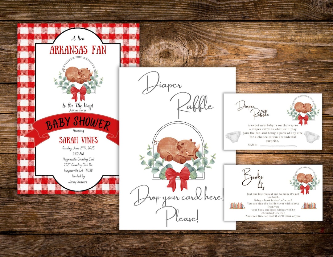 Customizable Bundle Razorback Fan Baby Shower Invitation - Etsy