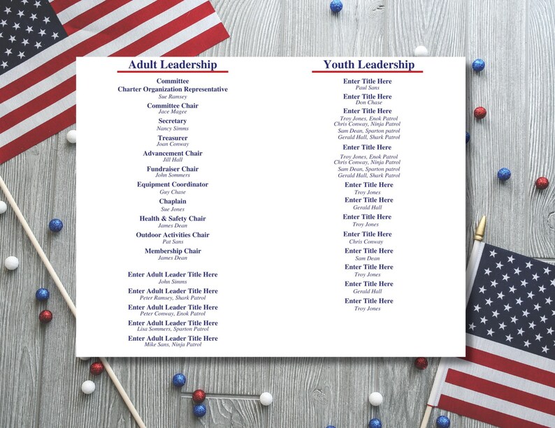 Customizable Printable Red and Blue Waving Flag Court of Honor Program ...