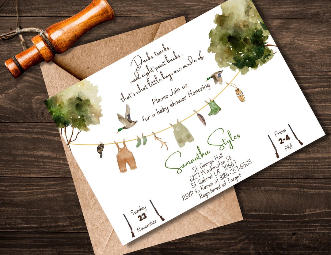 Customizable Baby Boy Hunter Shower Invitation - Etsy