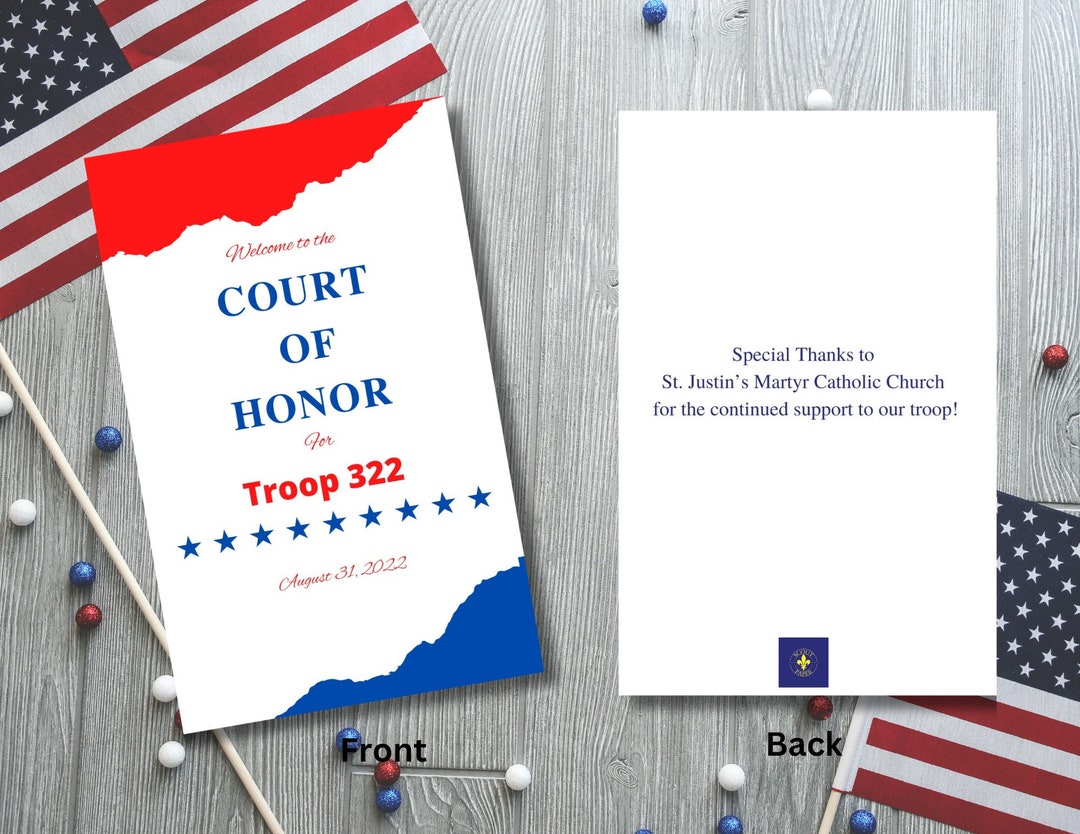 Customizable and Printable Red and Blue Digital Download Court of Honor ...