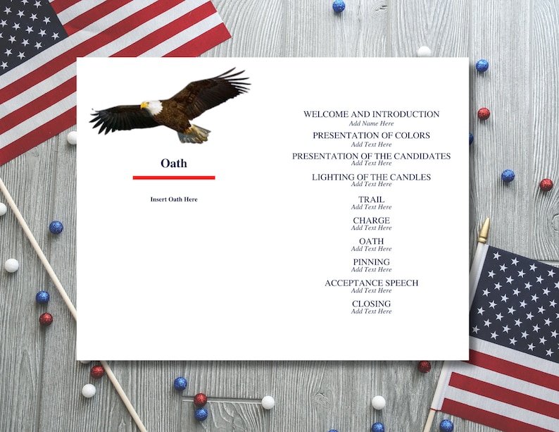 Customizable and Printable Flag Court of Honor "individual" Program - Etsy