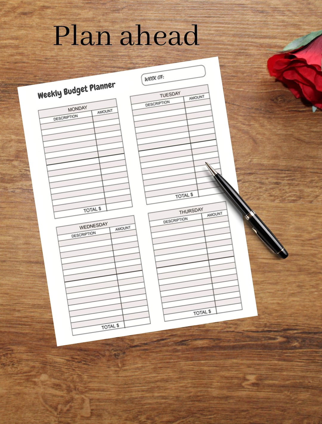 A Weekly Budget Planner PDF | Sunday - Saturday Planning | Financial ...