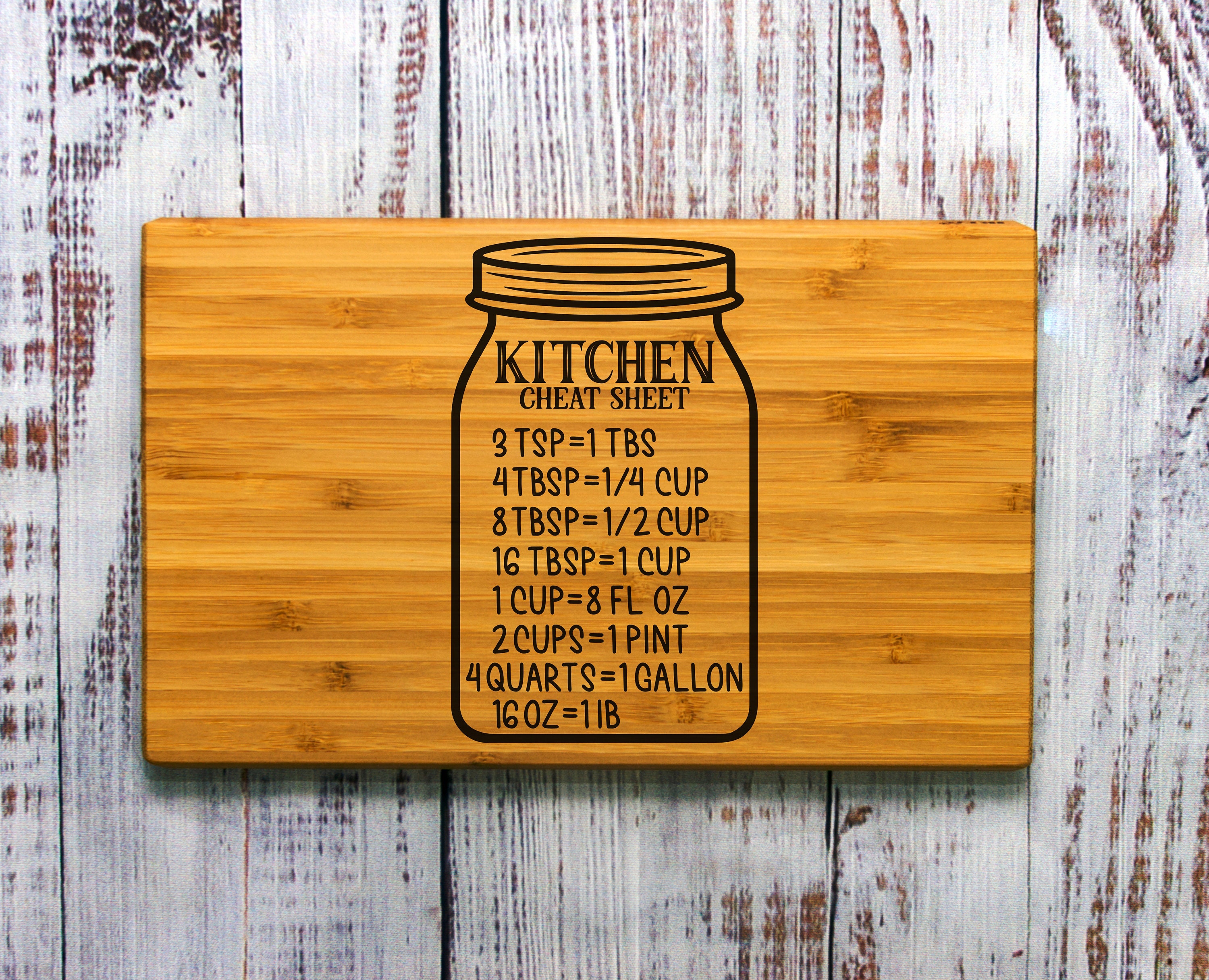 Kitchen Cheat Sheet Cooks Cheat Sheet Kitchen Decor Cutting Board Decor ...