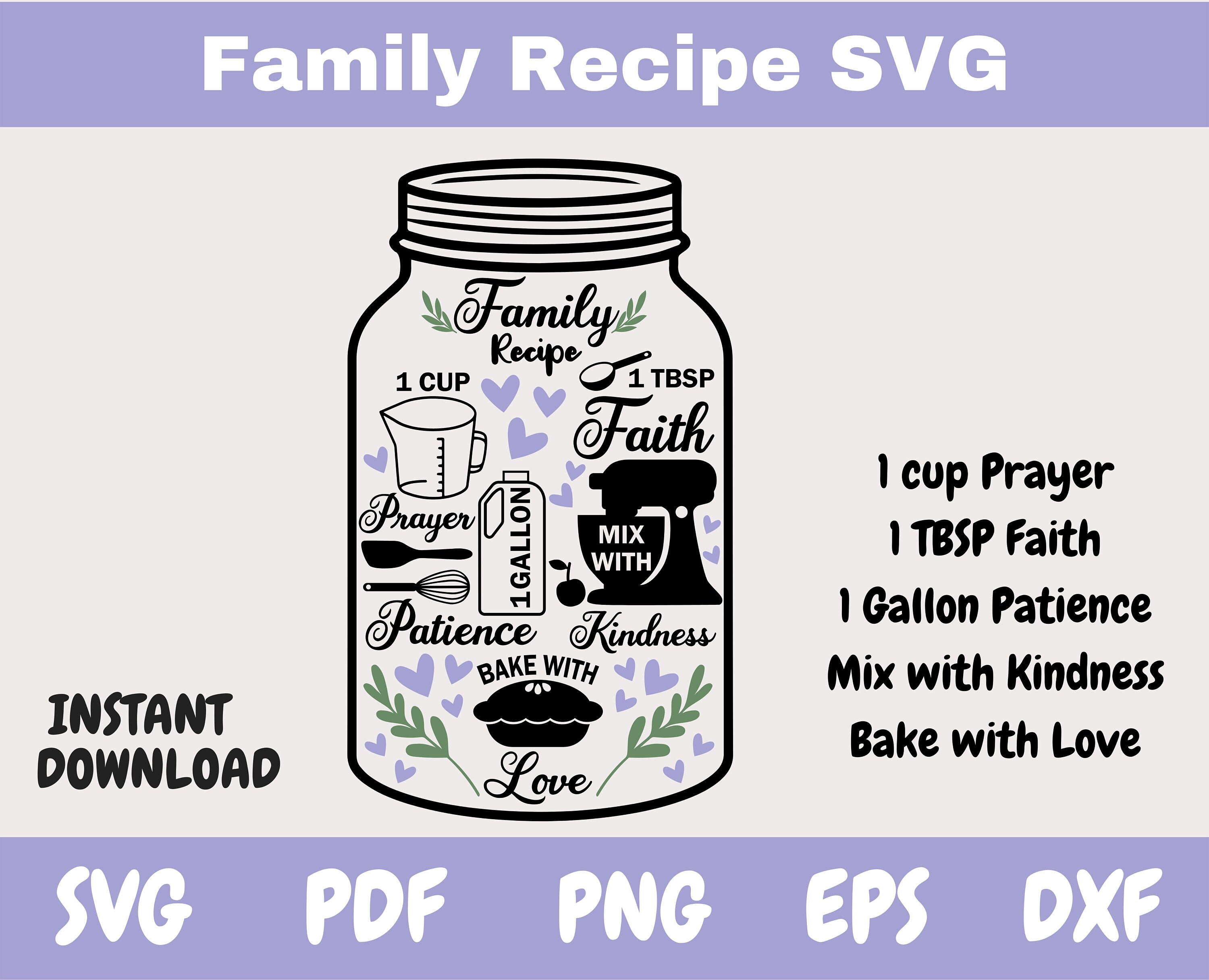Family Recipe SVG Family Family Reunion Cutting Board SVG Kitchen Sign ...