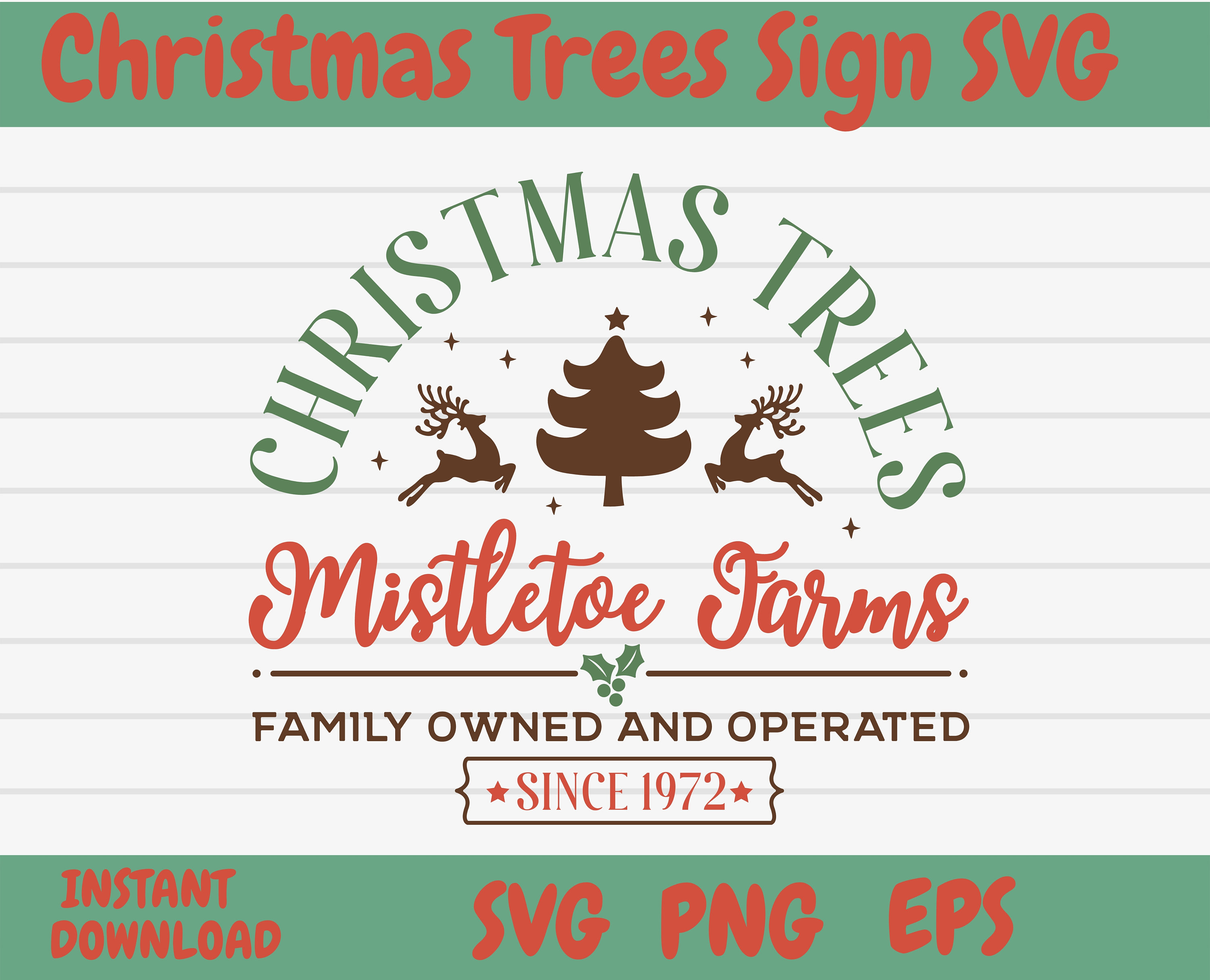 Christmas Trees Sign SVG Tree Farm Sign Mistletoe Farms - Etsy
