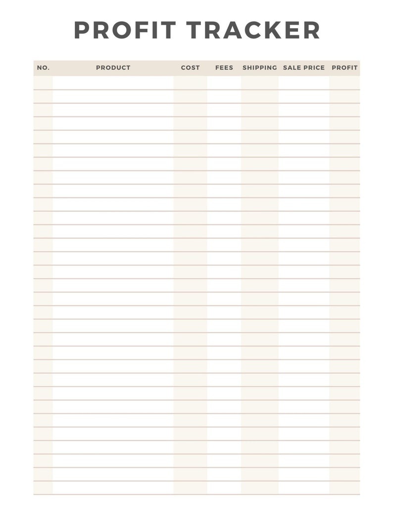 A Profit Tracker Business Tracker Instant Download Sales Tracker ...