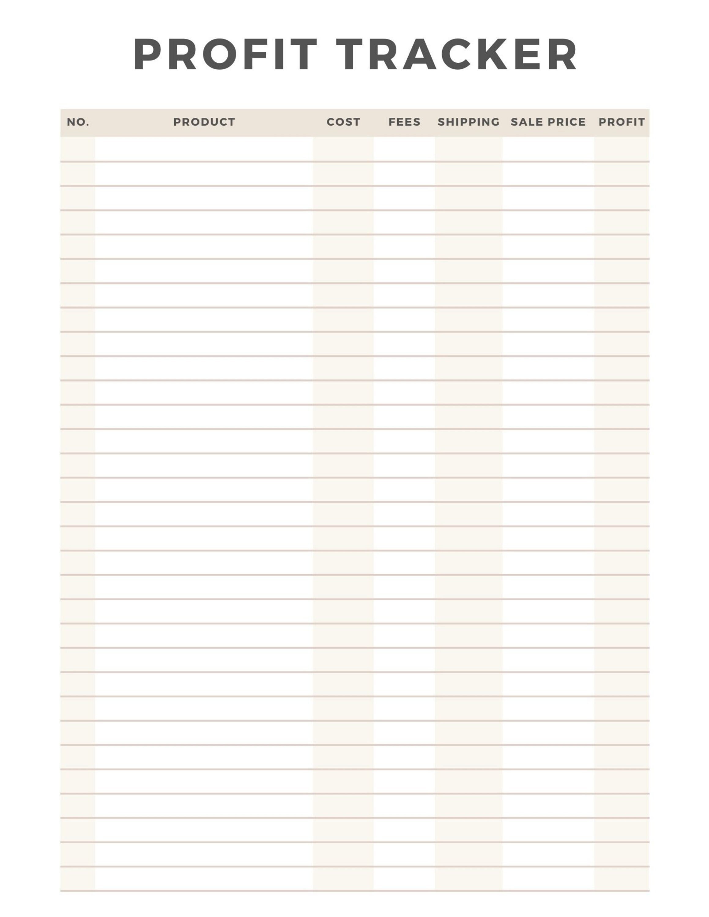 A Profit Tracker Business Tracker Instant Download Sales Tracker ...