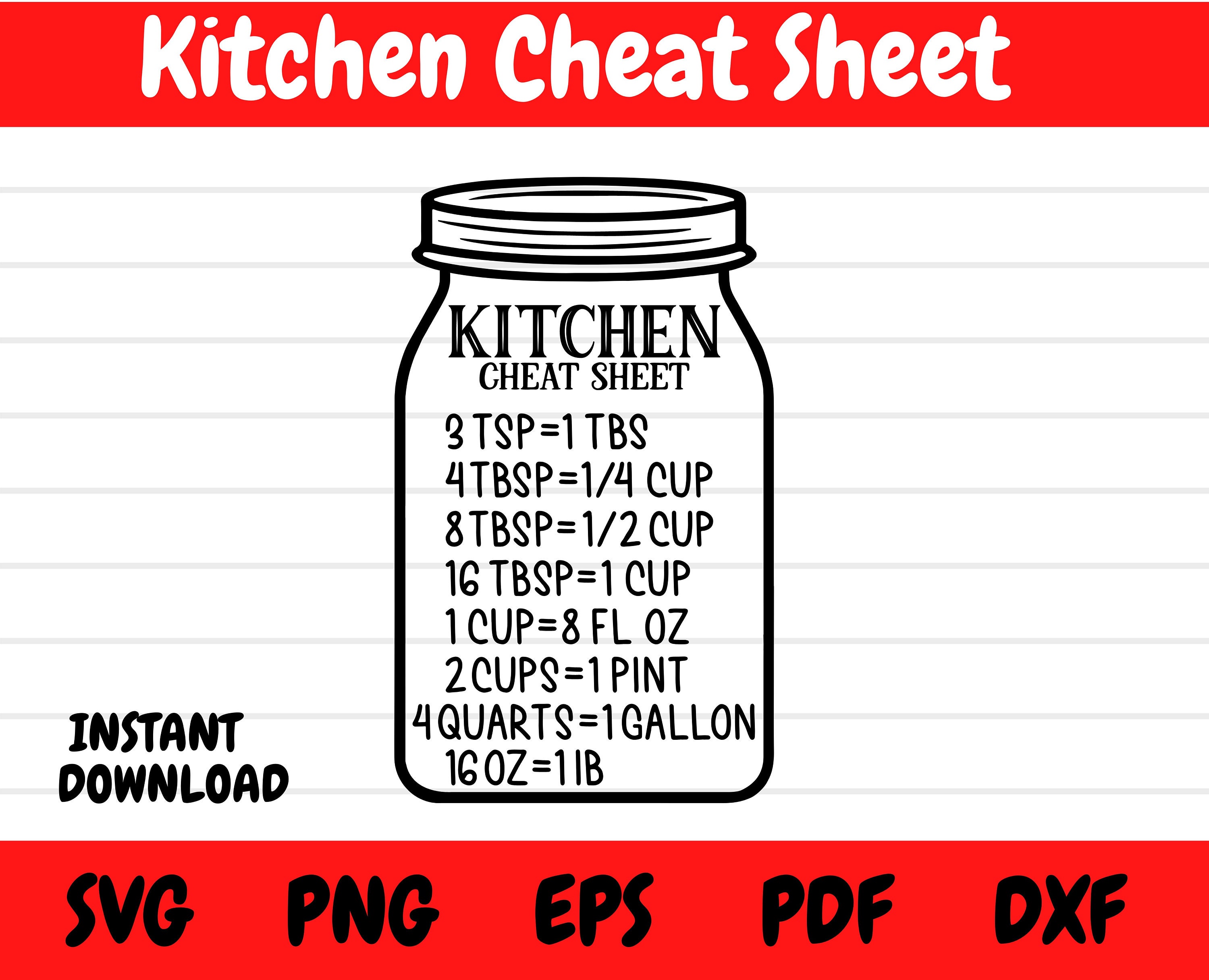 Kitchen Cheat Sheet Cooks Cheat Sheet Kitchen Decor Cutting Board Decor ...