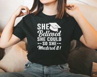 She Mastered It Masters Degree Graduation T-shirt - Etsy