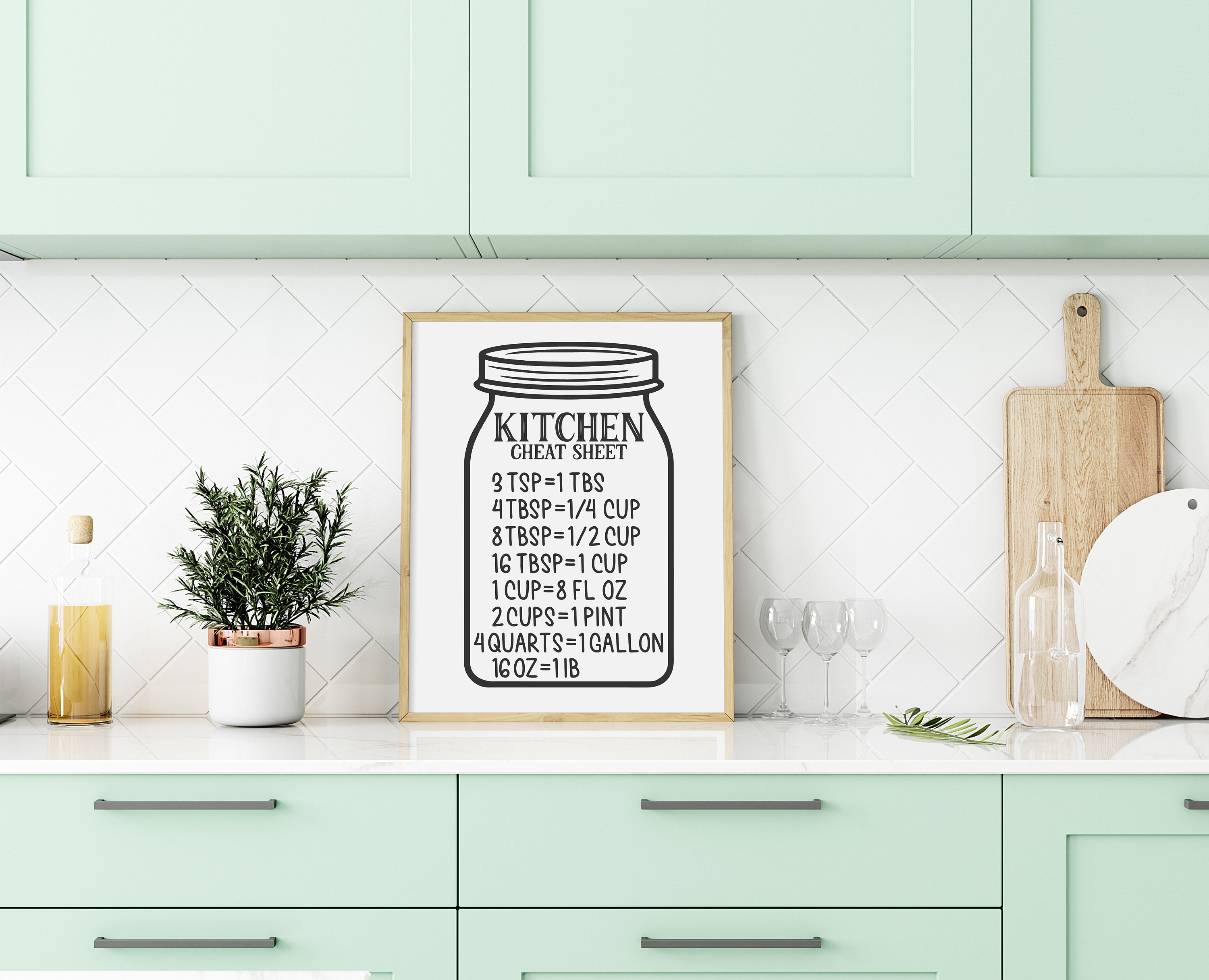 Kitchen Cheat Sheet Cooks Cheat Sheet Kitchen Decor Cutting Board Decor ...
