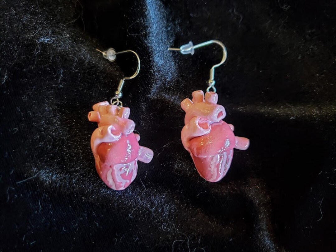 Realistic Human Heart Earrings - Etsy