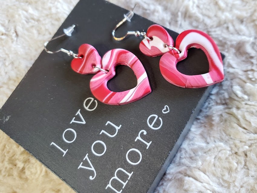 Marbled Heart Earrings | Etsy