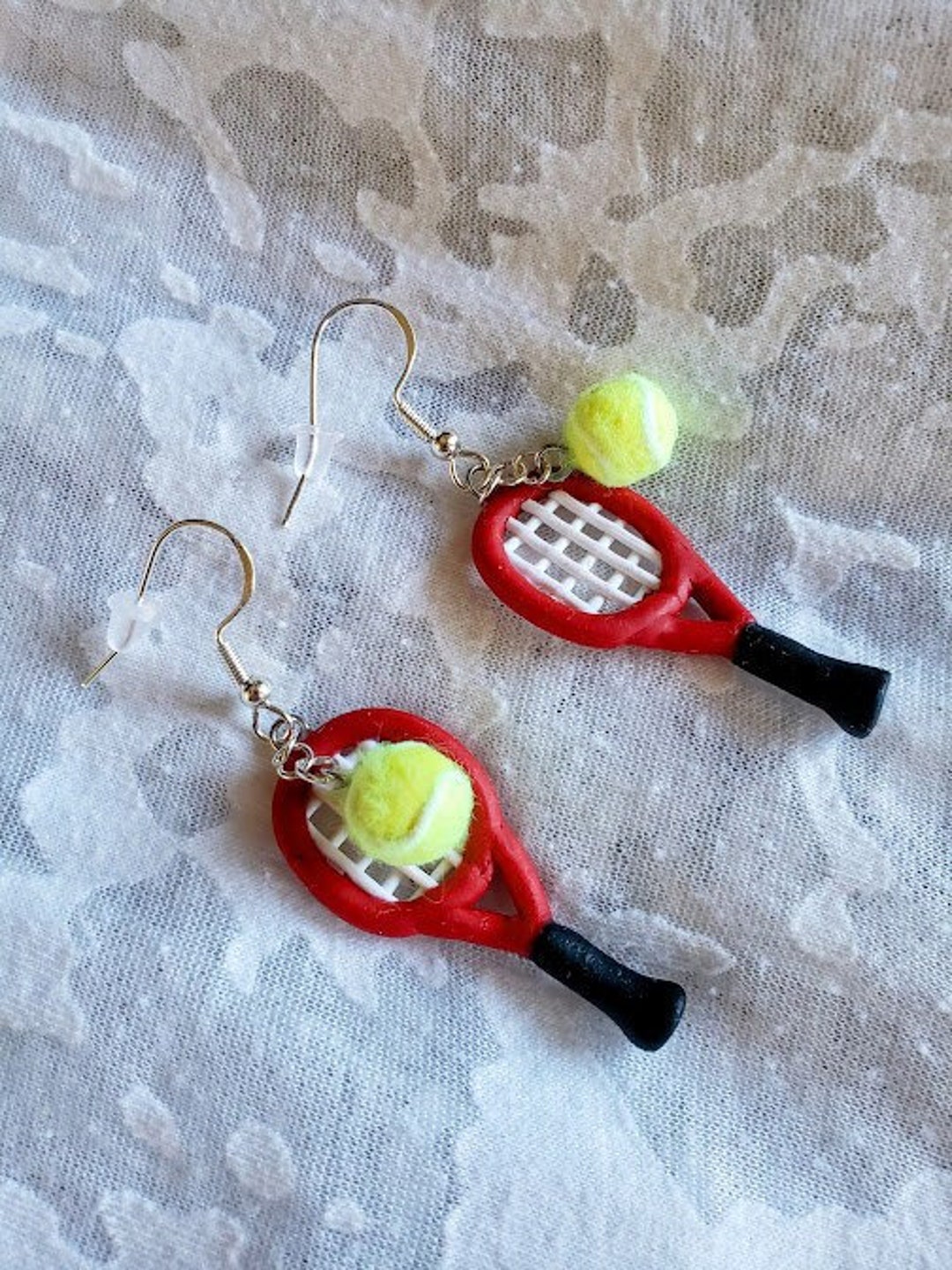Customizable Team Color Tennis Ball and Racket Earrings - Etsy