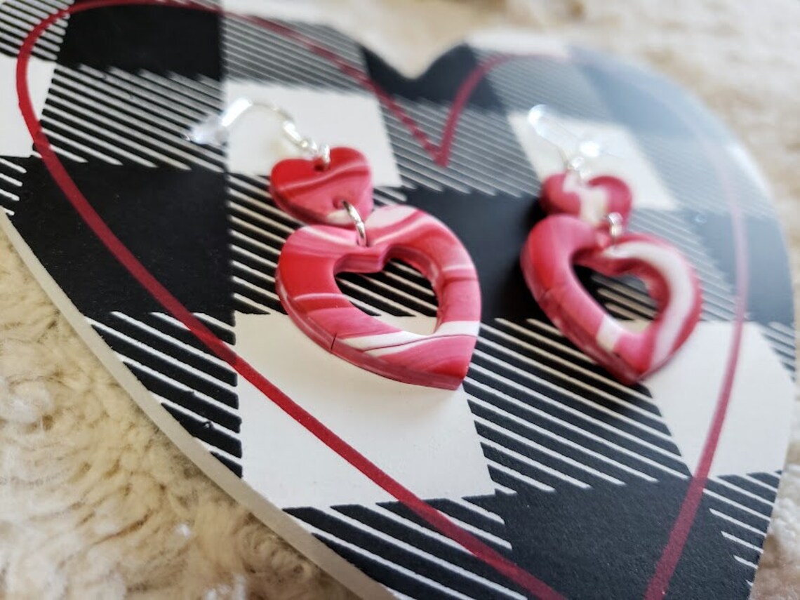 Marbled Heart Earrings | Etsy