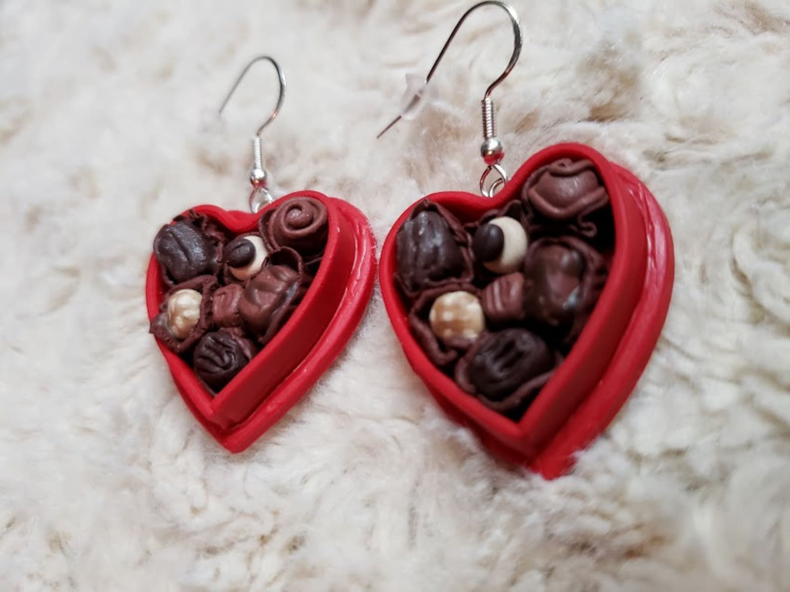 Heart-shaped Box of Chocolate Earrings | Etsy