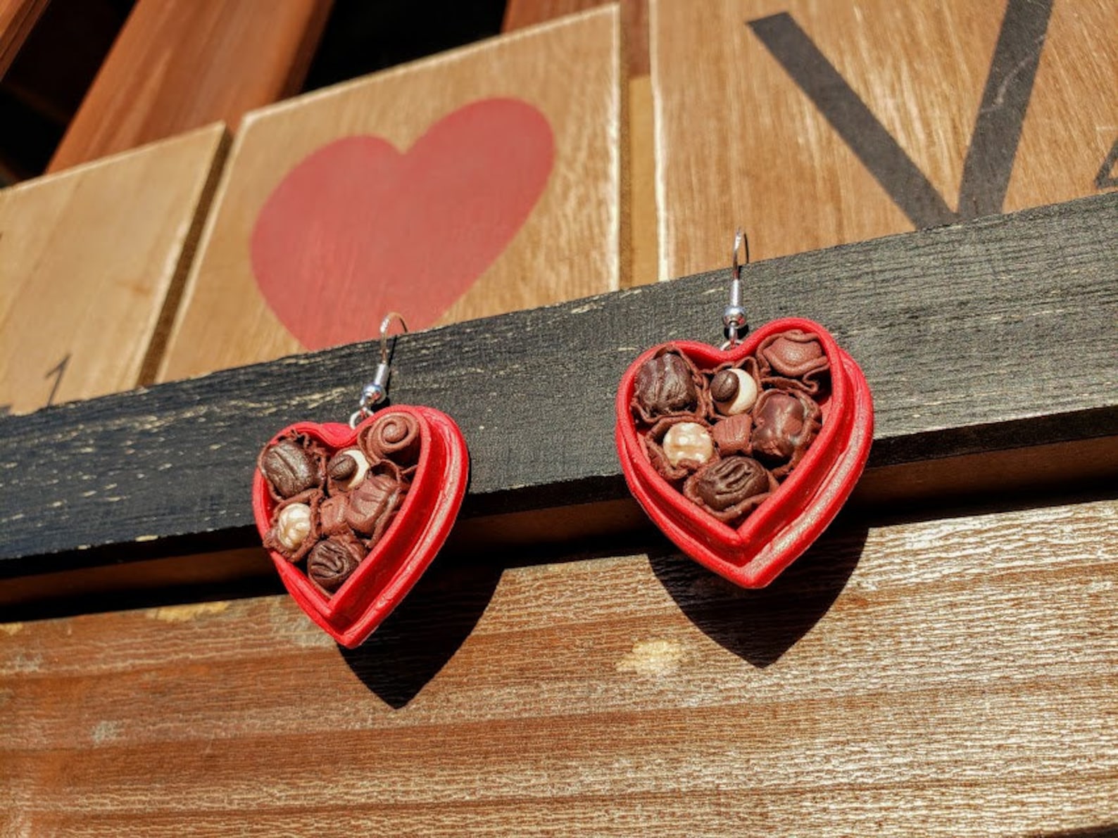 Heart-shaped Box of Chocolate Earrings | Etsy